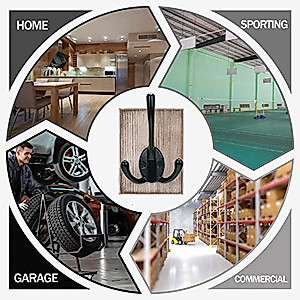 OLBET Rustic Farmhouse Towel Hooks for Bathroom Wall Mounted - Rustic Wall Hooks for Hanging Coats - 2 Pack - Retro Iron Wood Hooks - Classical Heavy Duty Hangers for Your House - Weathered White