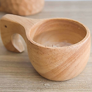 Mochiglory Wooden Cup Camping Cup Nordic Style Handmade Natural, Portable Wood Mug Drinking Cup for Coffee, Tea and Milk