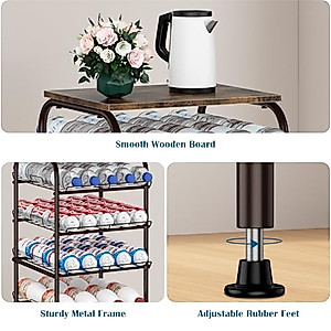 smusei Water Bottle Organizer 5 Tier Free Standing Water Bottle Holder Rack Large Capacity Bottled Water Storage Rack Metal Soda Can Beverage Drink Stand Shelf for Kitchen Pantry Office, Brown