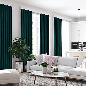 Tribeca Living Luxury Velvet Room Darkening Window Curtains - 50 x 96-Inch, Emerald Green, 2 Panels (Rod Pocket/Back Tab), (VELSOCUR96EG)