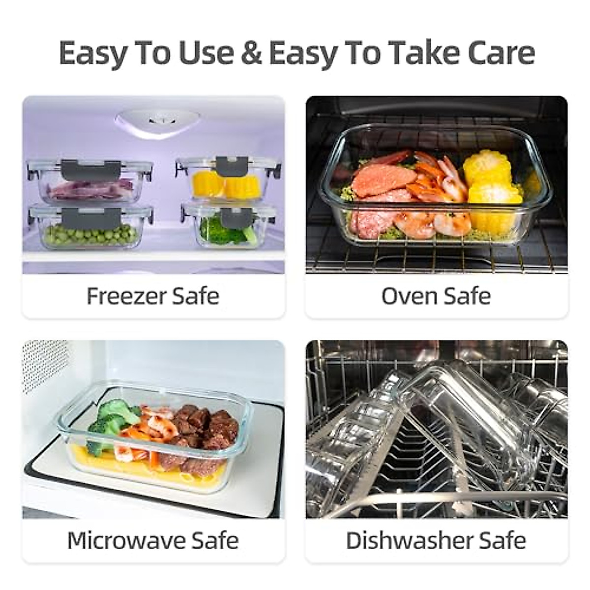 YARYOUNG 12 Pack Glass Food Storage Containers with Lids, Glass Meal Prep Containers, Airtight Glass Lunch Bento Boxes, BPA Free & Leak Proof