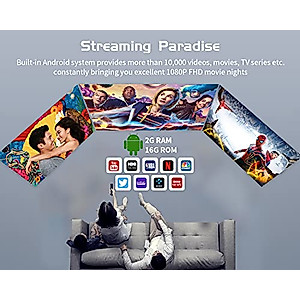 5G WiFi Projector Native 1080p Bluetooth Smart Projectors 4K Supported, 10,000 High Lumen & 300'' Display Projector Indoor Outdoor Movie Party Office, Compatible with Android/iOS/Laptop/DVD/TV Stick