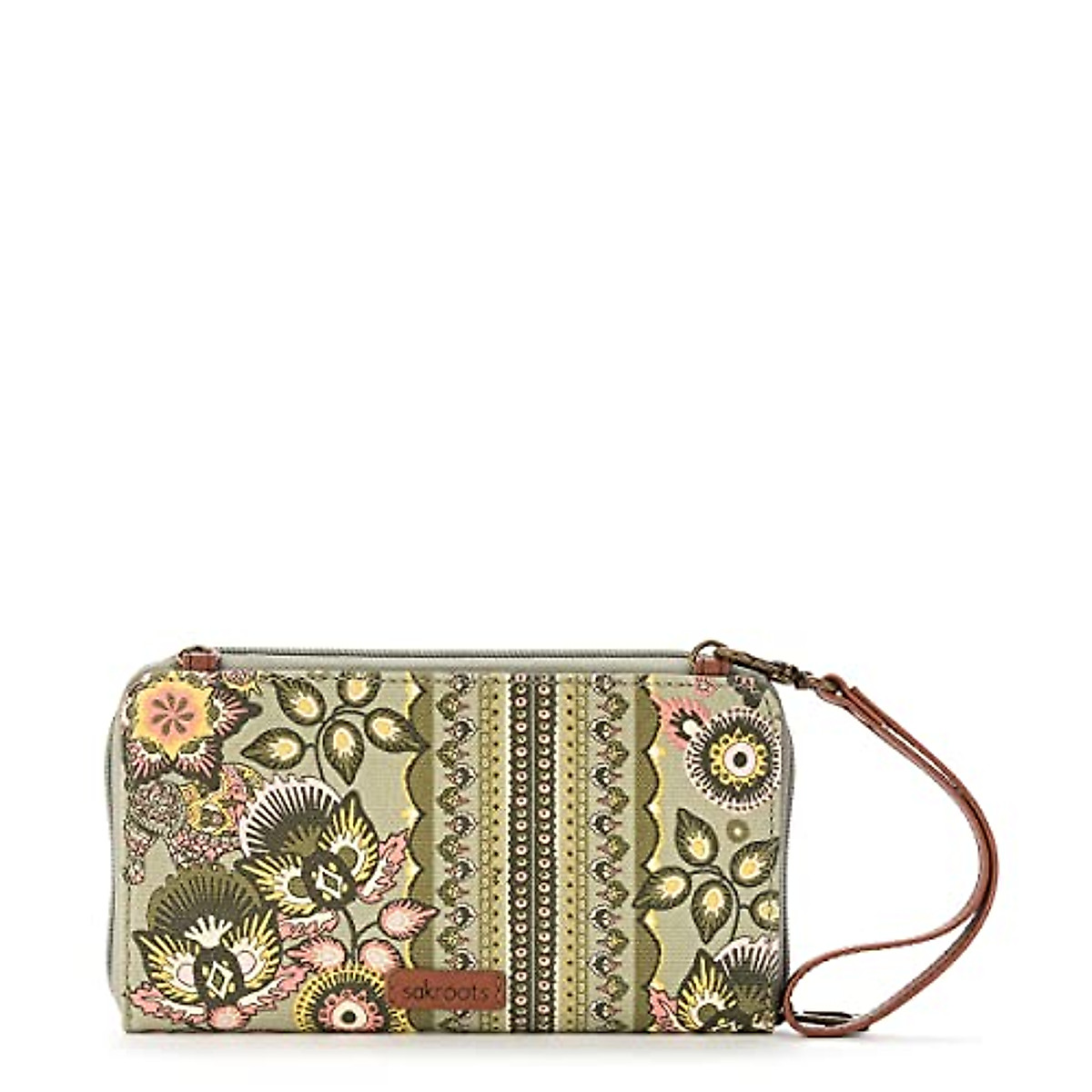 Sakroots womens Canvas, Large Smartphone Crossbody Bag in Coated Canvas Convertible Purse with Detachable Wristlet Strap I, Olive Tapestry World, One Size US