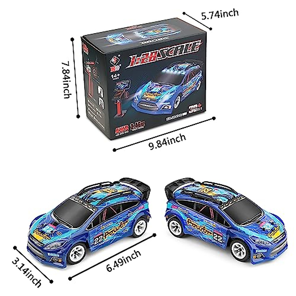 WLtoys 284010 RC Car 1/28 Mini RC Drift Car with 3 Upgraded 500mah Battery 30km/h RC Race Car 4x4 Drift RC Car V8 Remote 2.4GHz 4 WD RC Racing Car with LED Lights for Adults