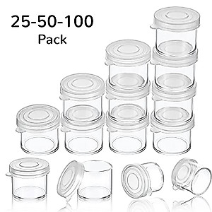 Small Paint Cup with Lids, Plastic Mini Paint Containers DIY Craft Storage Containers Craft Paint Cup for Paint Beads Seeds Clay or Others (25 Pieces)
