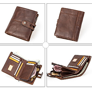 SPYBY Genuine Leather Business Card Cases Men's Money Organizers Money Clips Wallets RFID Blocking (Color : Brown)