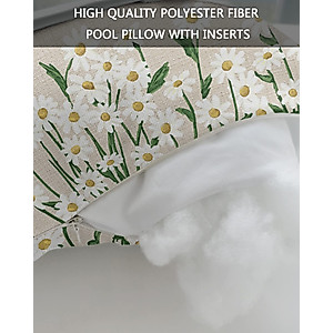 Ocean Outdoor Chaise Lounge Chair Head Pillow,2 Packs Waterproof Headrest Lumbar Throw Pillows Cover Case with Insert & Elastic Band for Pool Patio,Retro Blue Starfish Seahorse Anchor Shell Coral