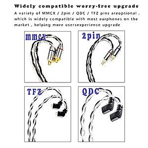 FEDAI Audio Earphone Cable 24 Core Silver Plated Replacement Cable, MMCX Detachable Earphone Cable Replacement Earphone Wire for Shure 846 535 215 315 425 MAGAOSI K5 LZA4 A5 (3.5mm, MMCX)