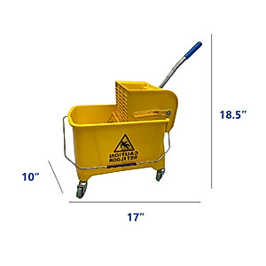 20L Rolling Janitorial Cleaning Mop Bucket Commercial Restaurant with Down Press Wringer