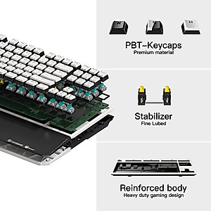 Hexgears X3 Wireless Mechanical Keyboard TKL 87 Keys, Kailh Box 3.0 Red Switch, Ergonomic, N-Key Rollover, Backlit Gaming Keyboard with Wrist Rest for PC/Tablet/PS/Xbox/Mac/Laptop