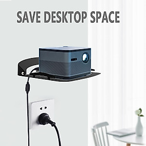 UineHiot Floating Shelf for Projector Wall Mount, 90-Degree Foldable, Loading Capacity 8.8lbs, Black