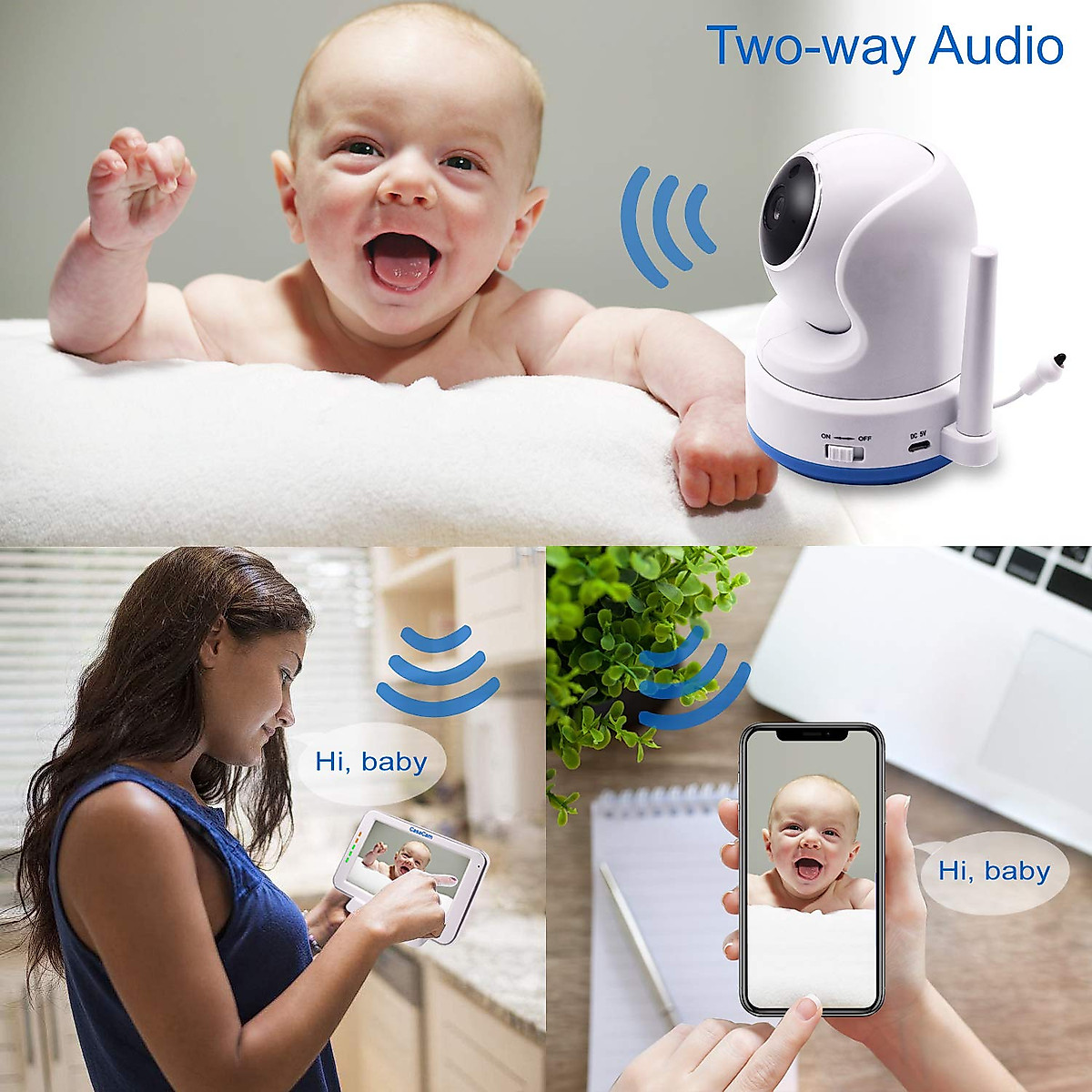 CasaCam Dual Mode Local & Remote View Baby Monitor with 5" Touchscreen and HD Pan & Tilt Camera, Secured Phone App, Two Way Audio, Lullabies, Nightlight, Night vision and Temperature Sensor. BM200 Pro