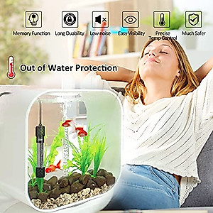 Aquarium Heater 25W Small Fish Tank Heater Submersible 25W 50W 100W, Precise Temperature Control with Intelligent Memory Function, External LED Digital Temp Controller Suitable for Betta Fish Turtle