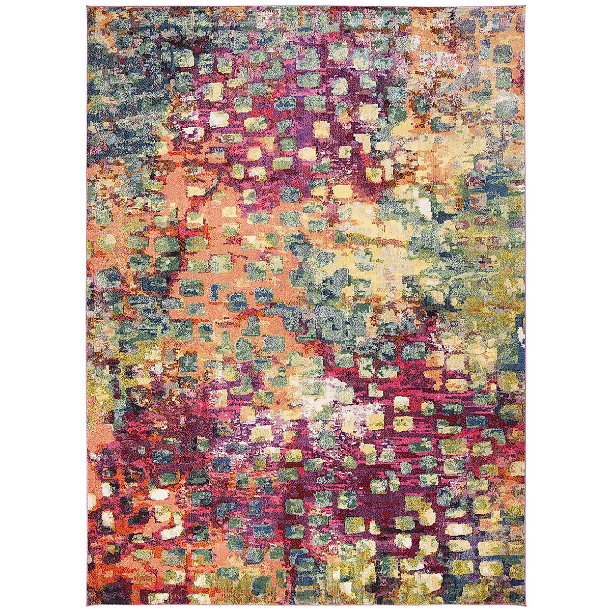 SAFAVIEH Monaco Collection Area Rug - 9' x 12', Pink & Multi, Boho Chic Abstract Watercolor Design, Non-Shedding & Easy Care, Ideal for High Traffic Areas in Living Room, Bedroom (MNC225D)
