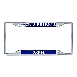Zeta Phi Beta Sorority Crest Seal Metal License Plate Frame for Front or Back of Car Officially Licensed (Crest LP Frame)