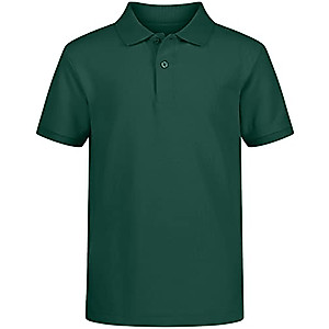 IZOD Boys' School Uniform Short Sleeve Pique Polo, Hunter, 10-12