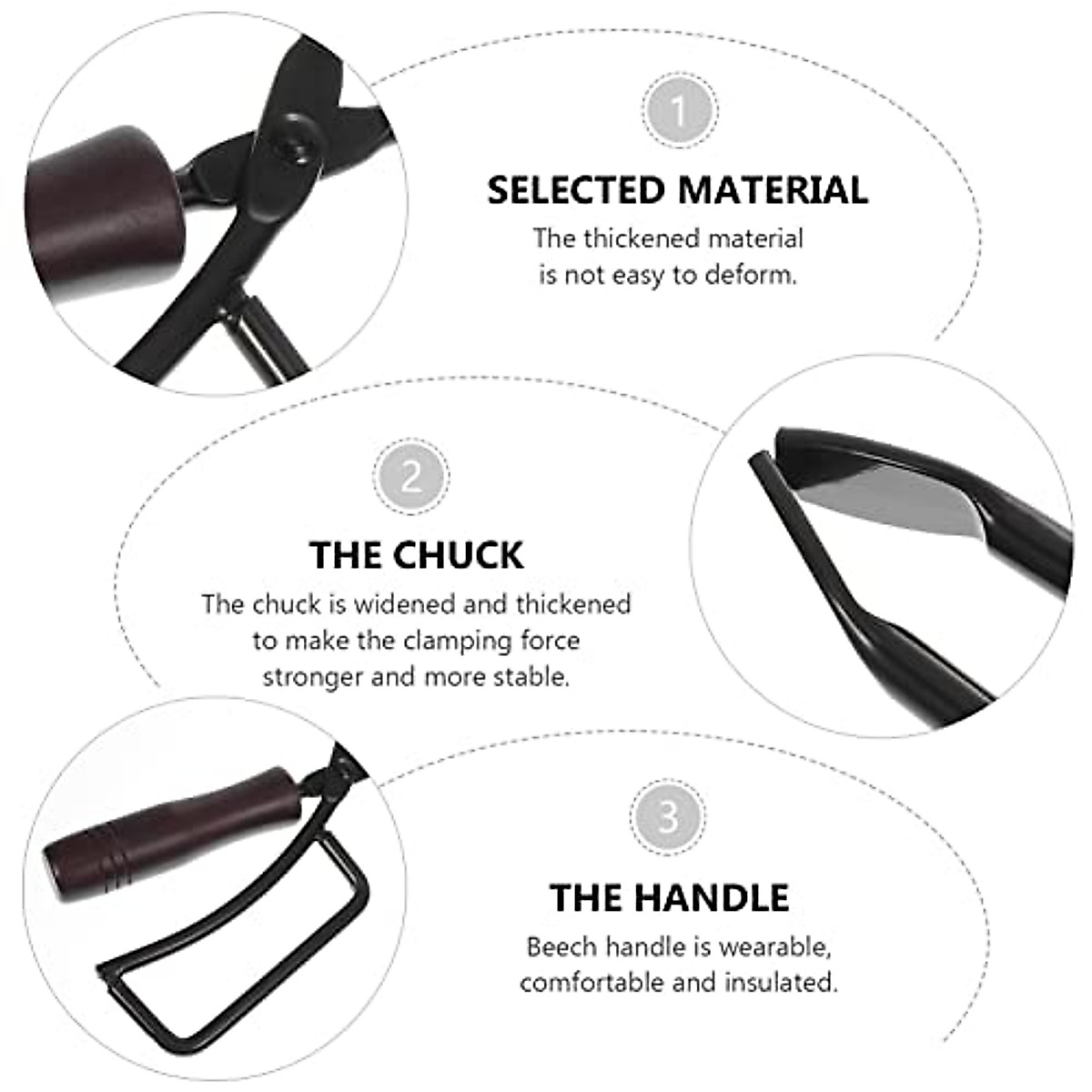 Happyyami 3 pcs fireplace carbon clip barbeque tool barbecue carbon clip Heavy- Duty Log campfire log grabber fire place accessories dessert tong bbq tongs garbage tong long iron pliers Wood