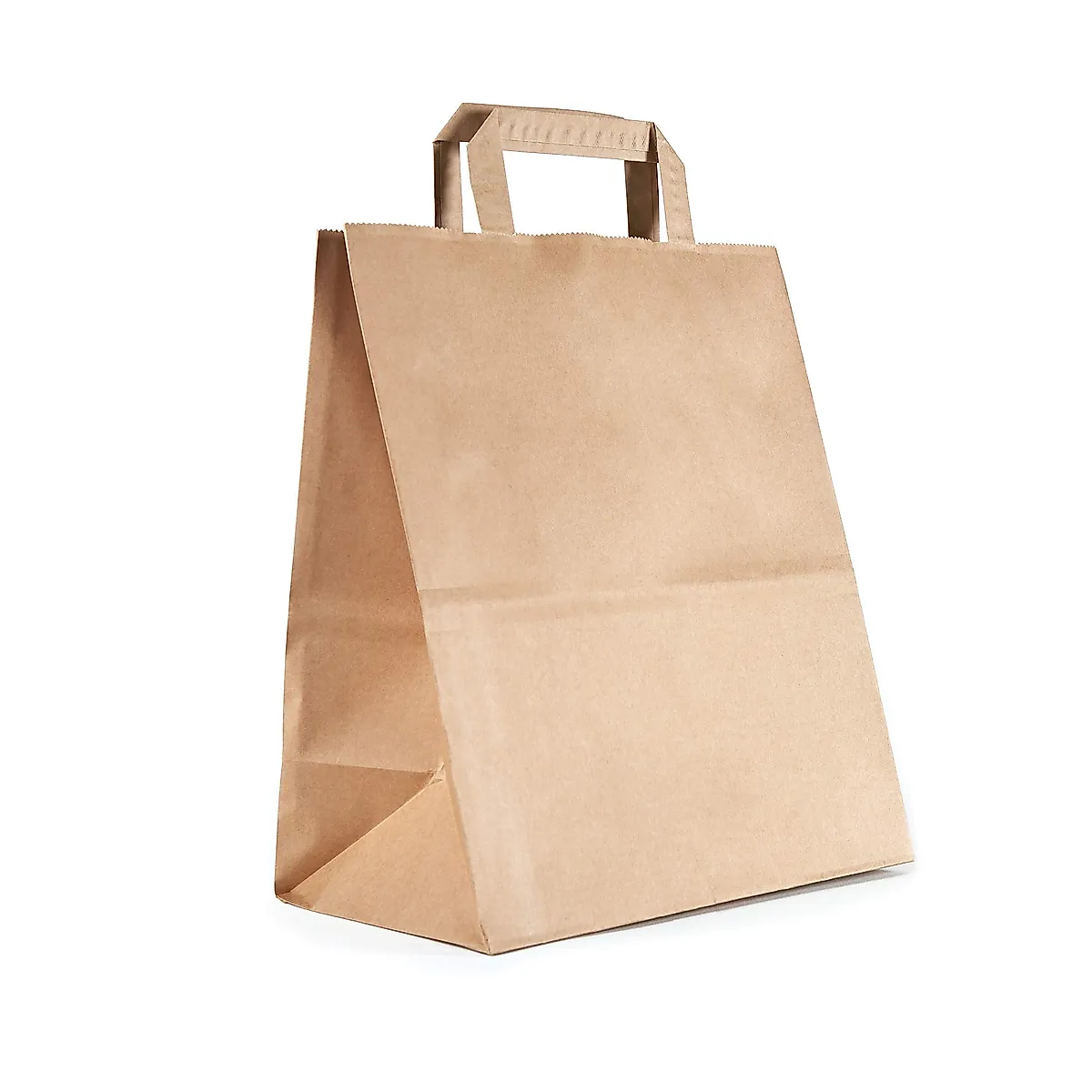 Kraft Environmentally Friendly Brown Paper, Flat Handle & Security Adhesive Carrier Bag, 22 x 11 x 28 cm, 70 gr, 250 pcs Package