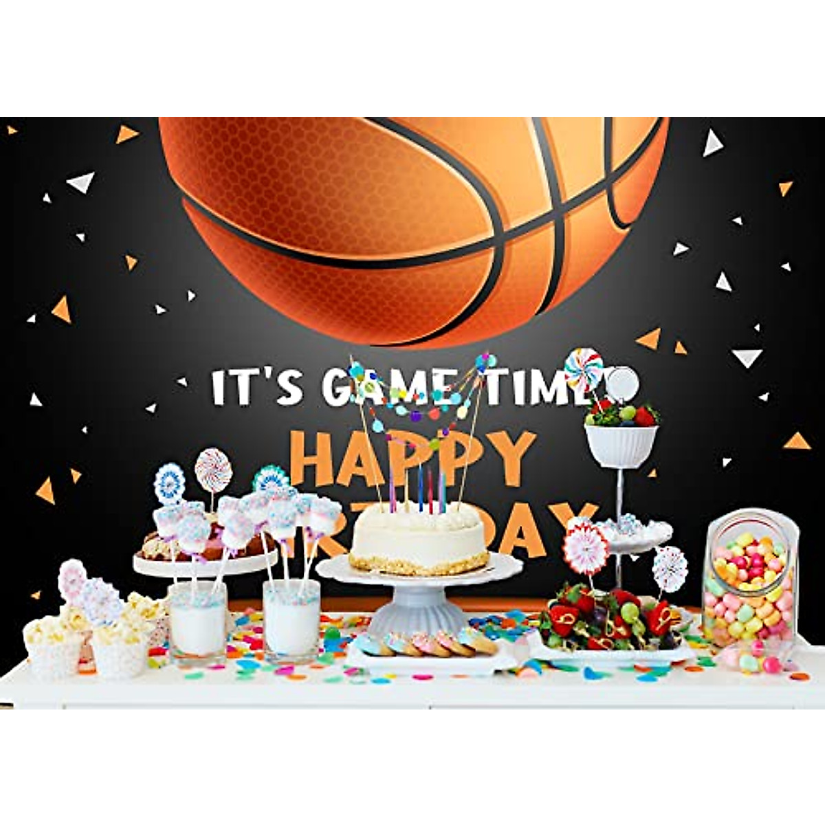 Ticuenicoa 5x3ft Basketball Themed Backdrop Happy Birthday Party Decorations for Teens Kids Game Time Background for Photography Newborn Baby Birthday Party Cake Table Banner