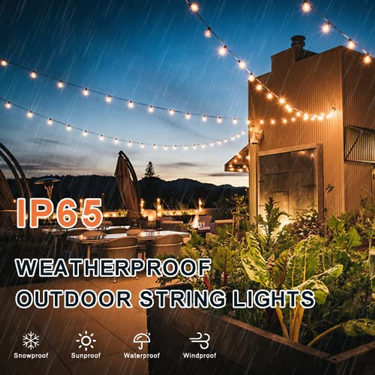 Kawaya String Lights for Outside, 150FT LED Outdoor String Lights Waterproof with 72+3 Shatterproof Edison Plastic Bulbs, Connectable Outdoor Lights for Patio Garden Bistro Backyard Party Gazebo