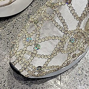 Mzluyin Platform Fashion Sneakers for Women Casual Mesh Breathable Wedges Pointed Toe Thick Bottom High Heel Low Top Shoes Slip On Flat Walking Shoes Play Sneakers Sheer Loafers