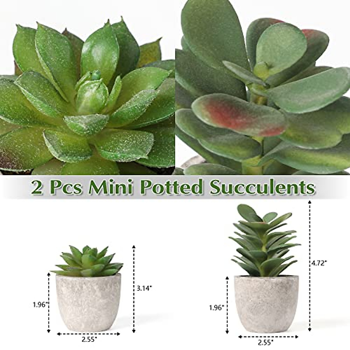 FIAHOSEY Set of 4 Fake Plant Indoor, Artificial Potted Eucalyptus Rosemary Mini Succulents Faux Plants in Paper Pulp Pots for Home Decor Living Room Bedroom Desktop Bookshelf Decoration