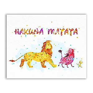 Lion King Kids Prints - Set of 5 Cute (8 inches x 10 inches) Art Decor Photos - Simba Pumbaa Timon Nala