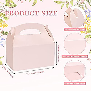 36 Pack Blush Pink Treat Boxes Gable Boxes Party Favor Boxes Paper Gift Boxes for Baby Shower, Birthday, Wedding Party 6.18 x 3.58 x 3.38 Inches (Baby Pink)