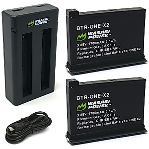 Wasabi Power Insta360 ONE X2 Battery (2-Pack) and Dual USB Charger Base Bundle Compatible with Insta360 ONE X2 Camera (Not Waterproof)