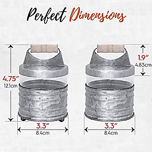 Autumn Alley Galvanized Bathroom Apothecary Jars Set, Farmhouse Bathroom Jars Qtip Holder Glass Dispenser- Rustic Vanity Organizer with Lids for Cotton Balls, Swabs, Rounds, Bath Salts 2-Glass Jars