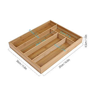 GREEHOMEDE Kitchen Drawer Organizer, Flatware Organizers, Silverware Tray with Dividers, Utensil Organizer, Bamboo Cutlery Tray, 14.6"x11.8"x1.8''