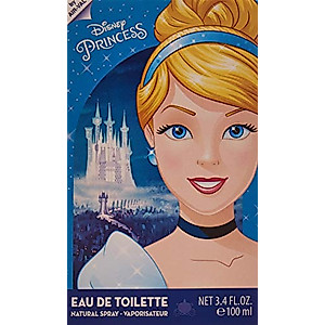 Disney Princess Perfume Eau de Toilette Made in Spain, Blue, Cinderella for Girls by Air Val International, 3.4 Fl Oz