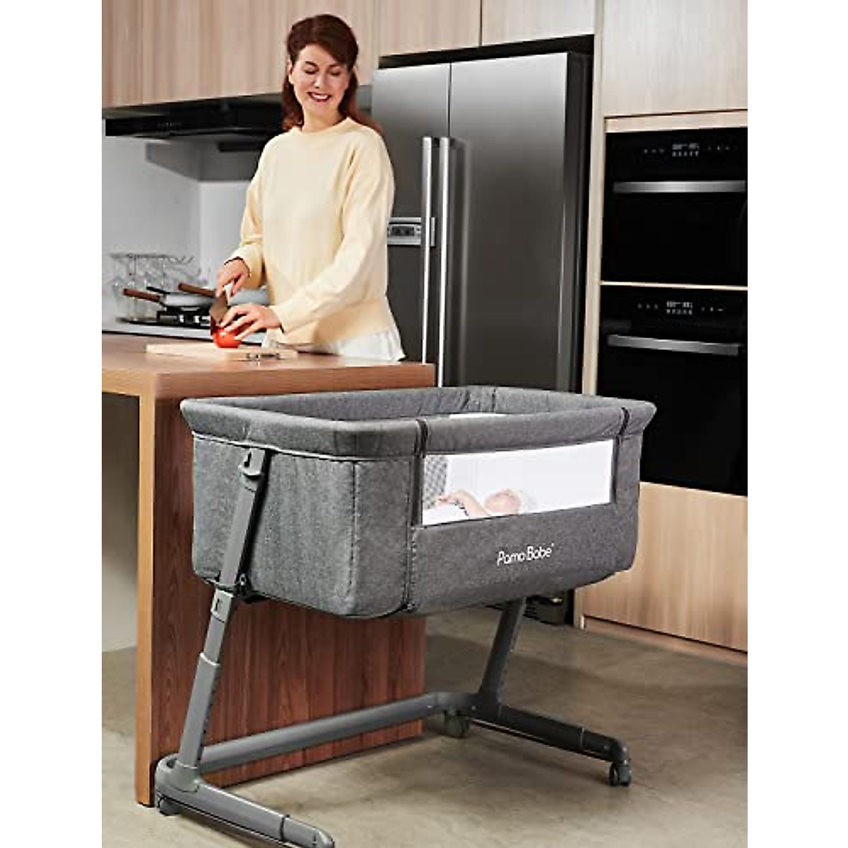 Pamo Babe Baby Bedside Bassinet Crib - Adjustable Portable Bedside Sleeper for Infant | Newborn Baby Boy & Girl