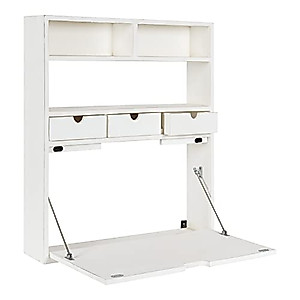 Kate and Laurel Georgie Wall Hanging Desk, 26x6x30, White