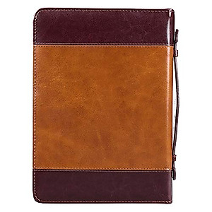 Christian Art Gifts Men's Classic Bible Cover Stand Firm in Faith Bear 1 Corinthians 16:13, Brown Faux Leather, Large