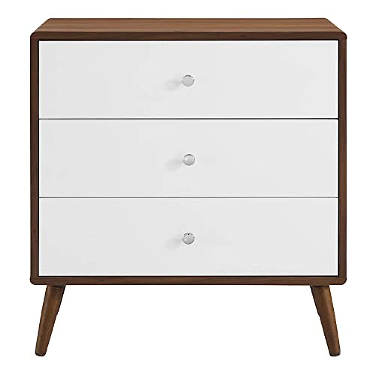 Modway Transmit Mid-Century Modern Wood Walnut White, 3-Drawer Chest