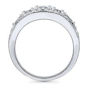 BERRICLE Sterling Silver Art Deco Cubic Zirconia CZ Cocktail Fashion Ring for Women, Rhodium Plated Size 8.5