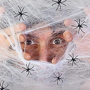 Festyle 1000ft Halloween Stretch Spider Webs Indoor & Outdoor Spooky Spider Webbing with 80 Fake Spiders for Halloween Decorations