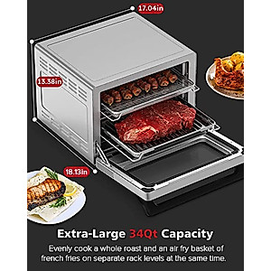 NuWave TODD ENGLISH iQ360 Digital Smart Oven, 20-in-1 Convection Infrared Grill Griddle Combo, 34-Qt Mega Capacity, 1800 Watts, Adjustable Triple Surround Heat Zones, Smart Thermometer, WIFI Enabled