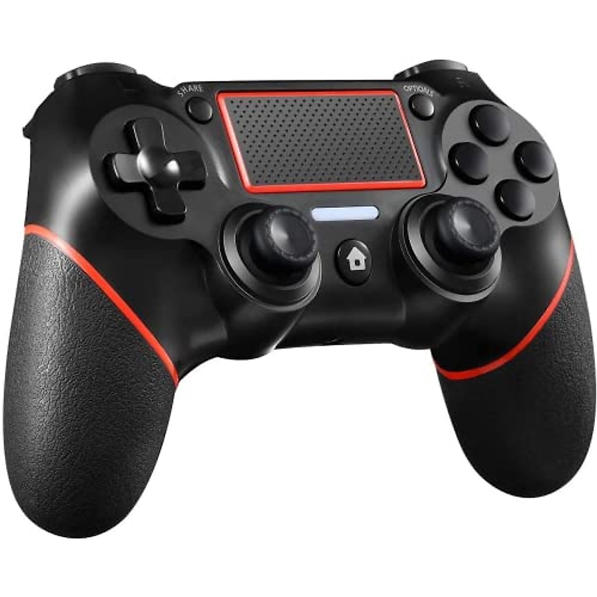 Deeptick Wireless Gamepad Controller For PS4/PC with Motion Motors and Audio Function, Mini LED Indicator, USB Cable and Anti-Slip (Red)