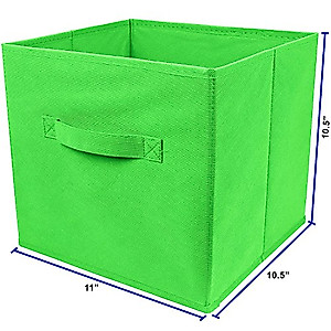 Greenco Foldable Storage Cubes, 6 pcs (Green) | Closet Organizer Storage Basket/Box/Bin/Shelf | Cube Storage Organizer | Collapsible Storage Bins Boxes | Non-woven Cloth Fabric Bin Drawers/Baskets