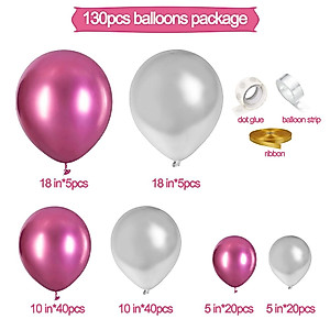 Hot Pink Silver Balloons Chrome Metallic Party Balloon Kit Arch For Party Decoration Baby Shower Wedding Holiday