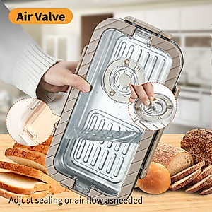 HAKELPOK Bakeable 304 Stainless Steel Bread Box for Homemade Bread, Portable Time Recording Bread Storage Container with Airtight Lid, Breadbox for Kitchen Countertop, Bun, Bagel (Brown)