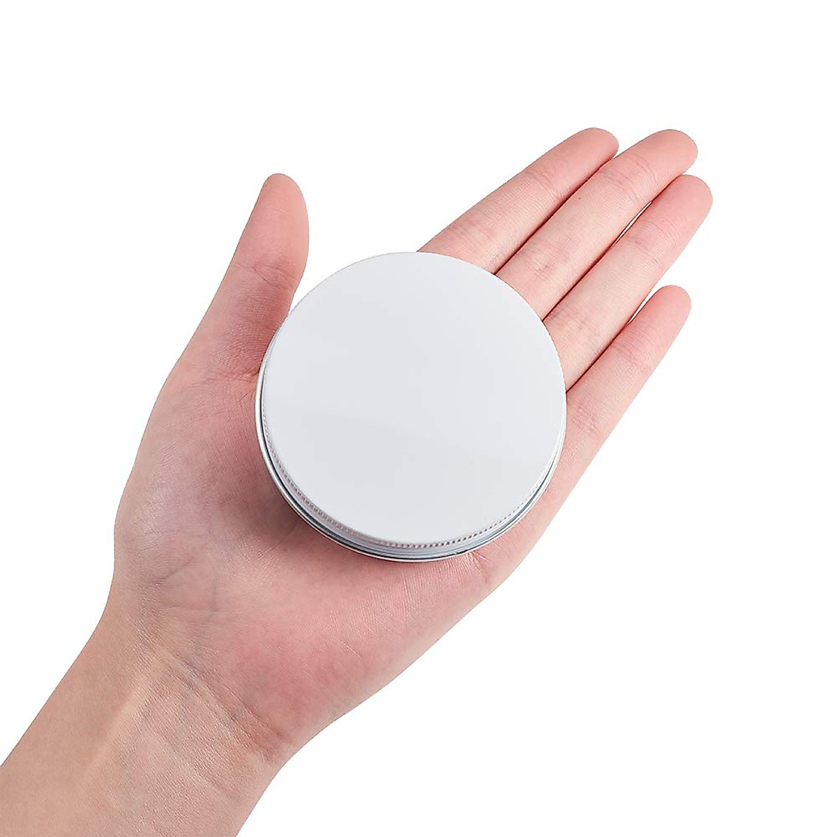 BENECREAT 14 Pack 2 OZ Tin Cans Screw Top Round Aluminum Cans Screw Lid Containers - Great for Store Spices, Candies, Tea or Gift Giving (White)