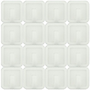 Wideskall® 16 Pcs White Self Adhesive Plastic Square Hook Small Wall Mount Hanger for Bathroom Towel and Robe
