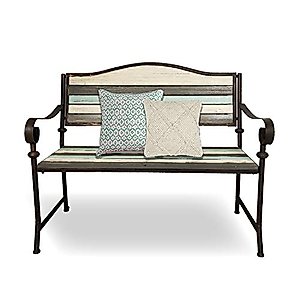 BACKYARD EXPRESSIONS PATIO · HOME · GARDEN 905148 Park Bench, Cream, Brown, Teal