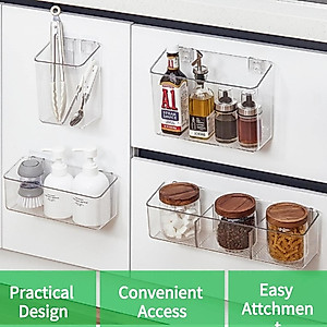 vacane 2 Pack Plastic Adhesive Mount Over Cabinet Door Organizer, Wall Organization Container Makeup Organizer Hanging Basket Bins for Kitchen, Pantry, Craft Room, Office, Space Saving Holder