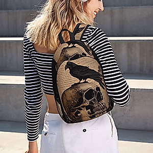 FYCFSLMY Edgar Allan Poe The Raven Skull Backpack with Adjustable Straps, Suitable for Travel Picnics Activities