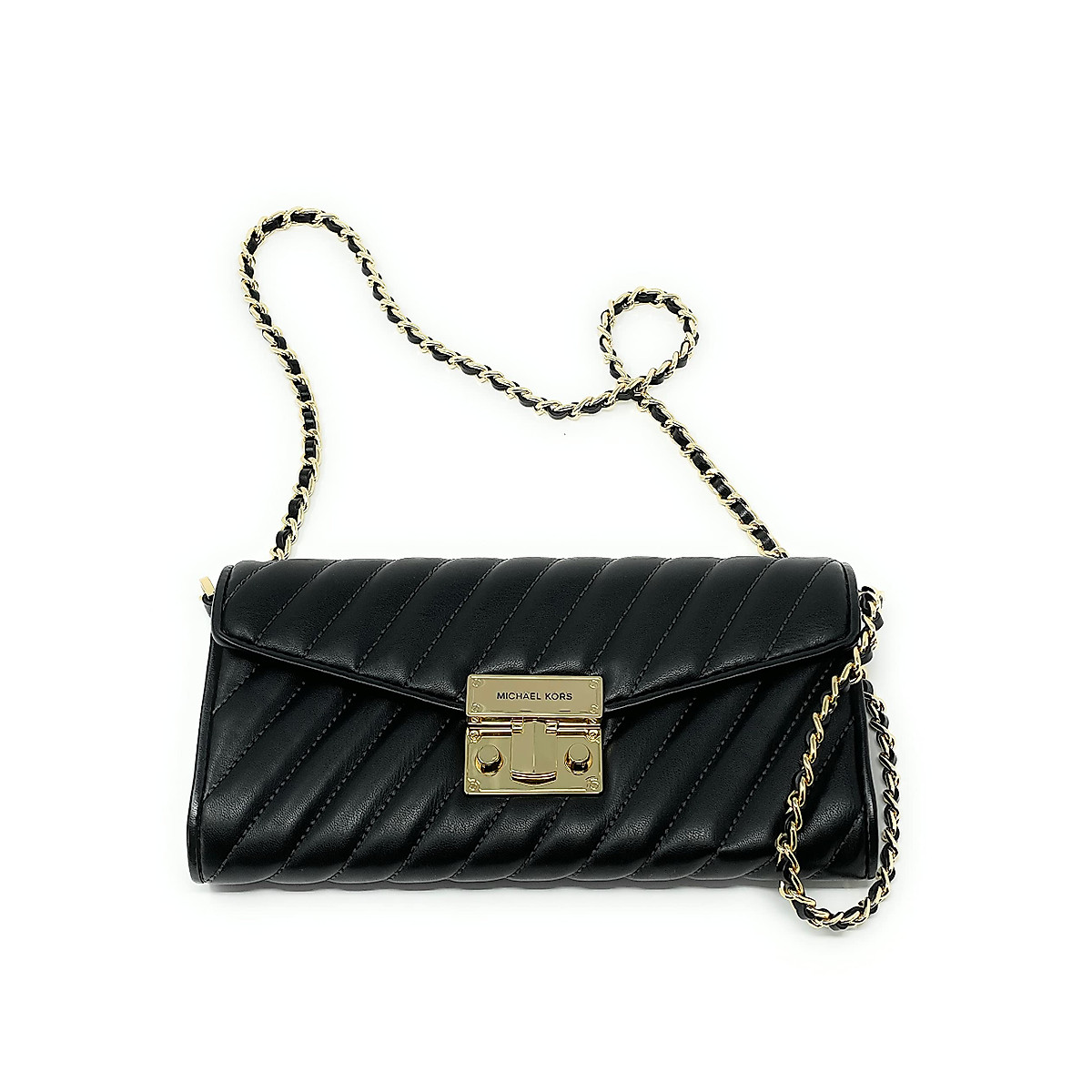 Michael Kors Rose Medium convertible Quilted Leather Shoulder Flap Bag Black