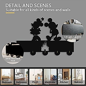 Key Hooks Black for Wall 5-Hooks Wooden Key Holder for Wall Home Decoration for Living Room Hook Entryway and Living Room Key Hanger for Kitchen Wall Key Holder